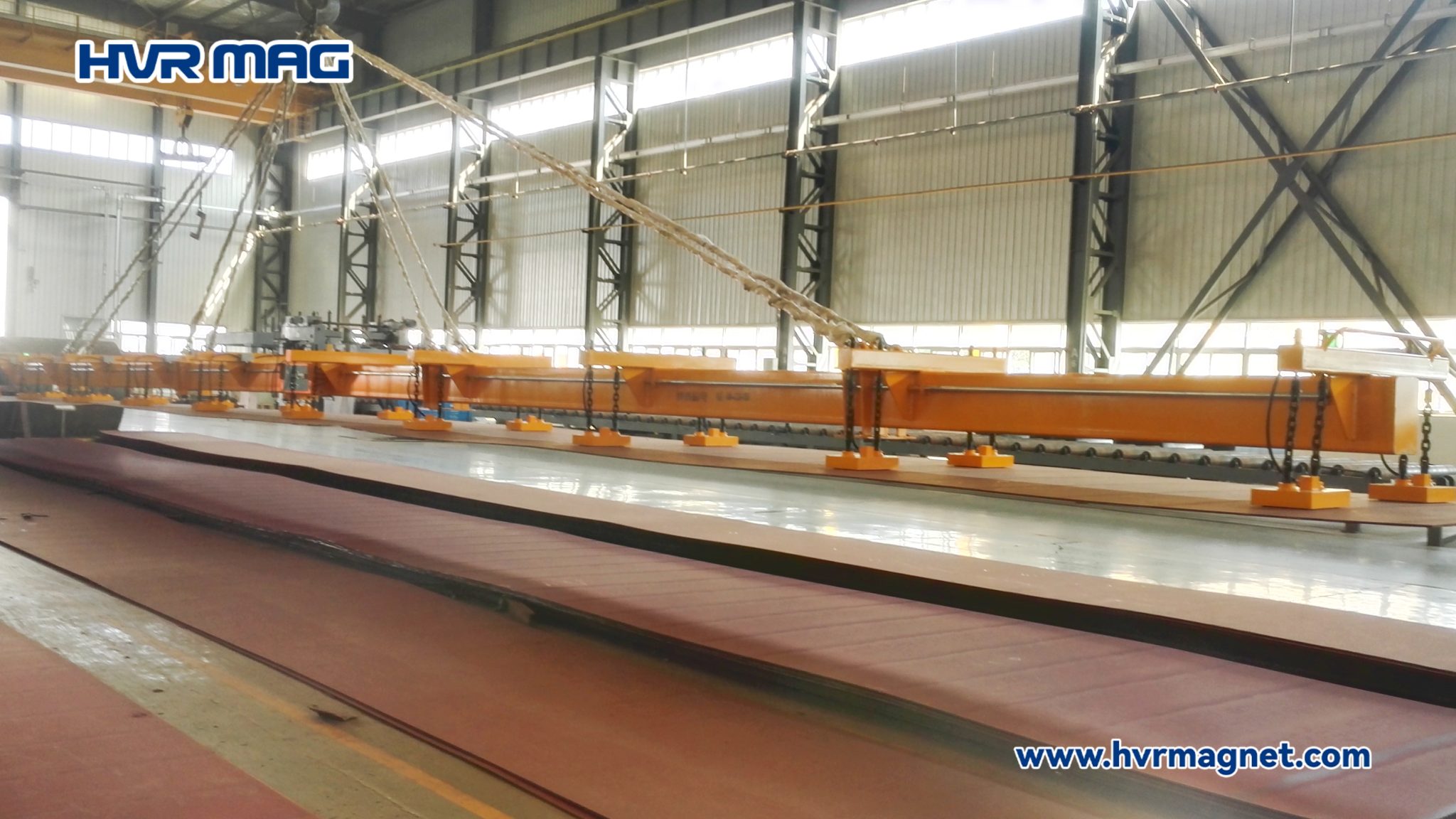 Steel Shot Blasting Plate Loading & Unloading with Permanent Electromagnet | HVR MAG