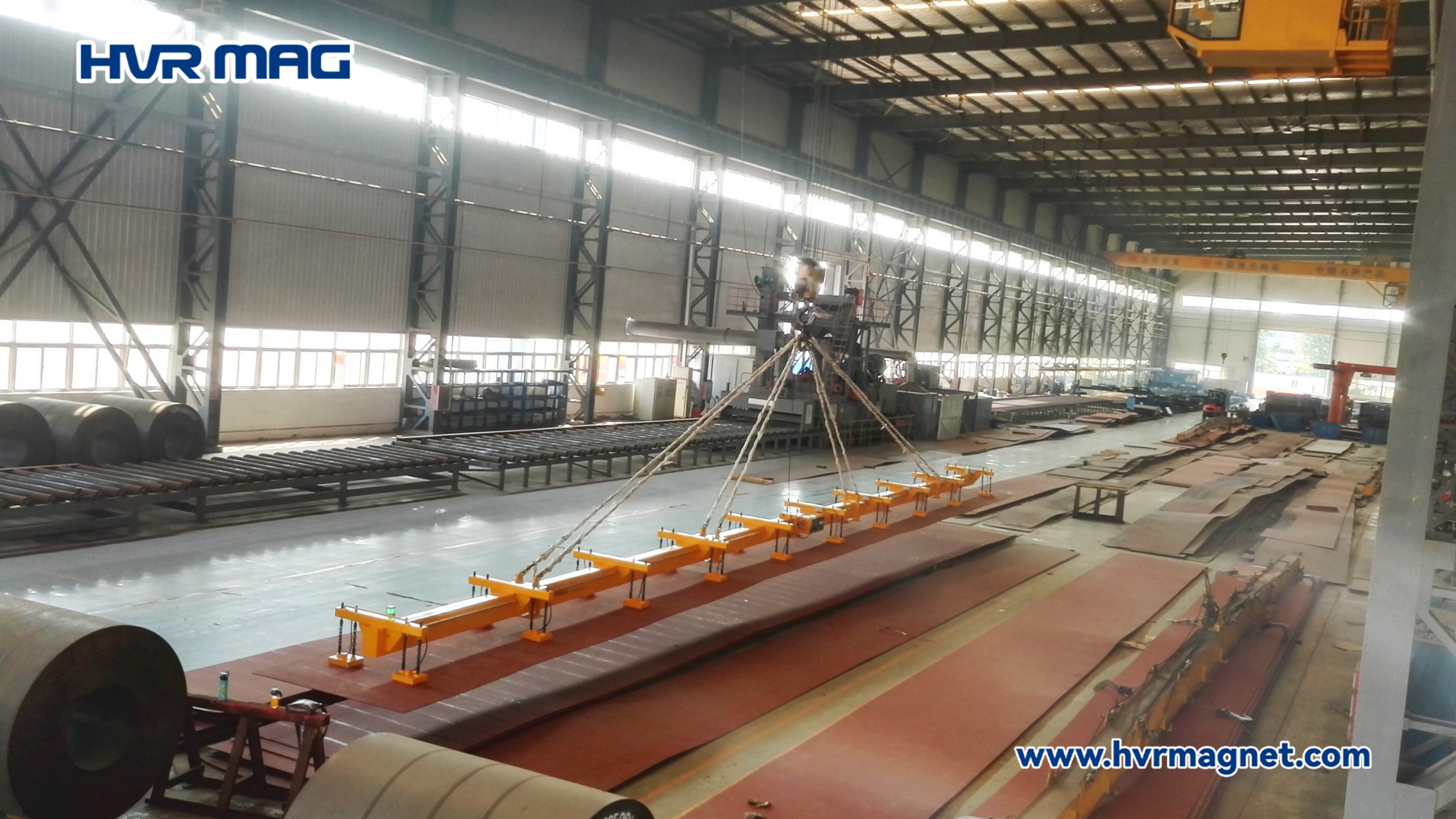 Steel Shot Blasting Plate Loading & Unloading with Permanent Electromagnet | HVR MAG